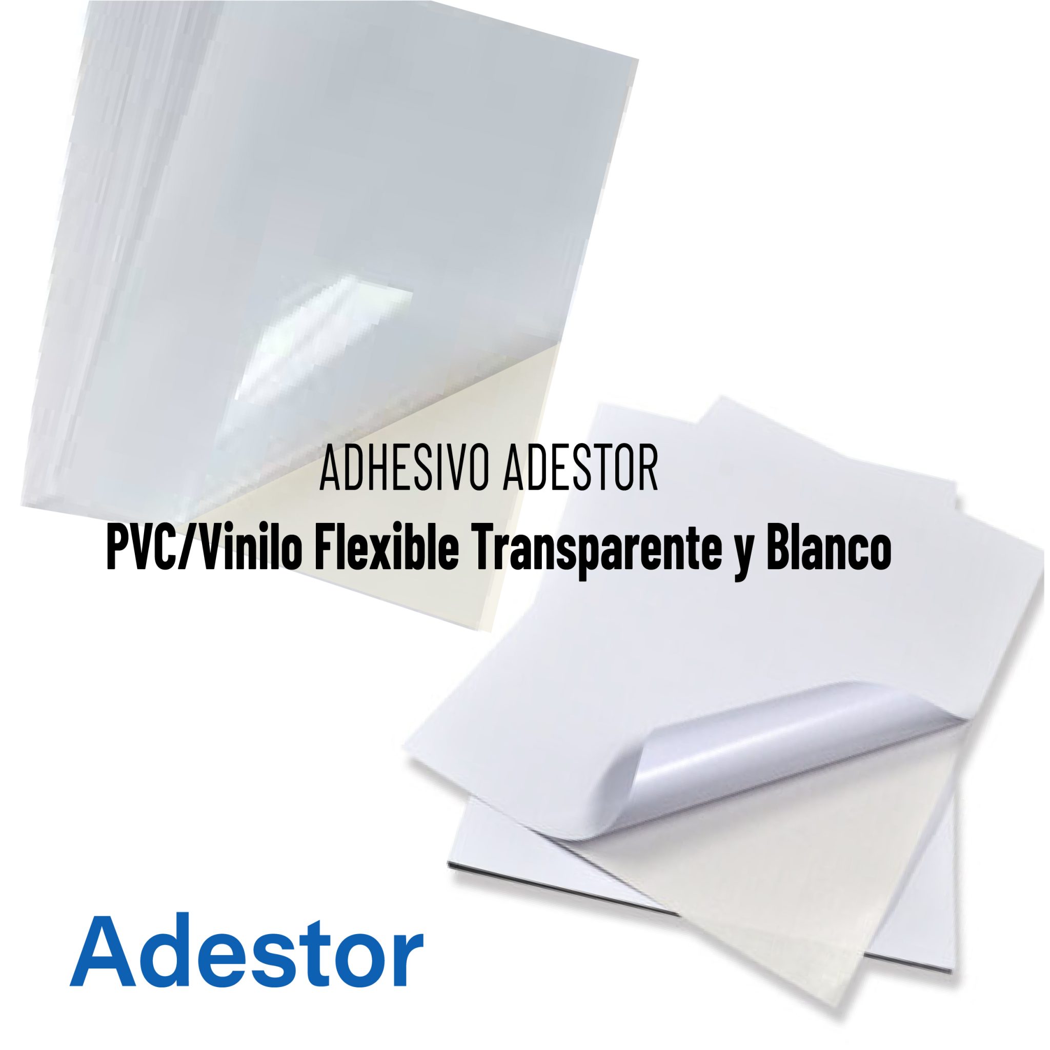 Adhesivo Adestor PVC/Vinilo Flexible Transparente y Blanco | Papel SA